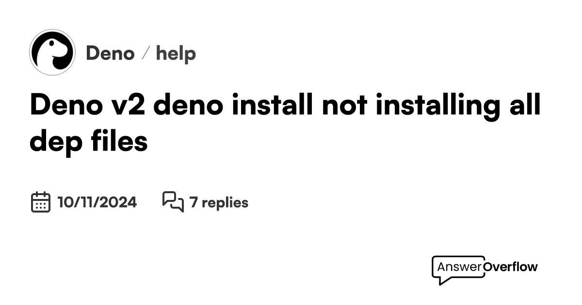 Deno v2 deno install not installing all dep files - Deno