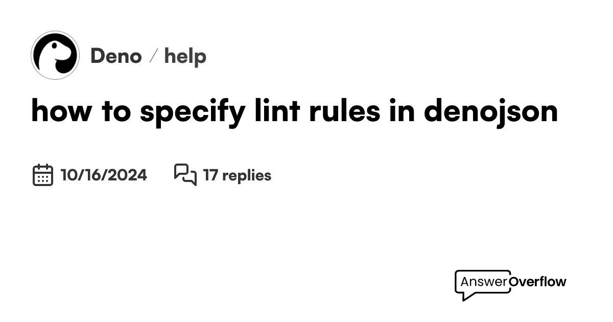 how to specify lint rules in deno.json? - Deno